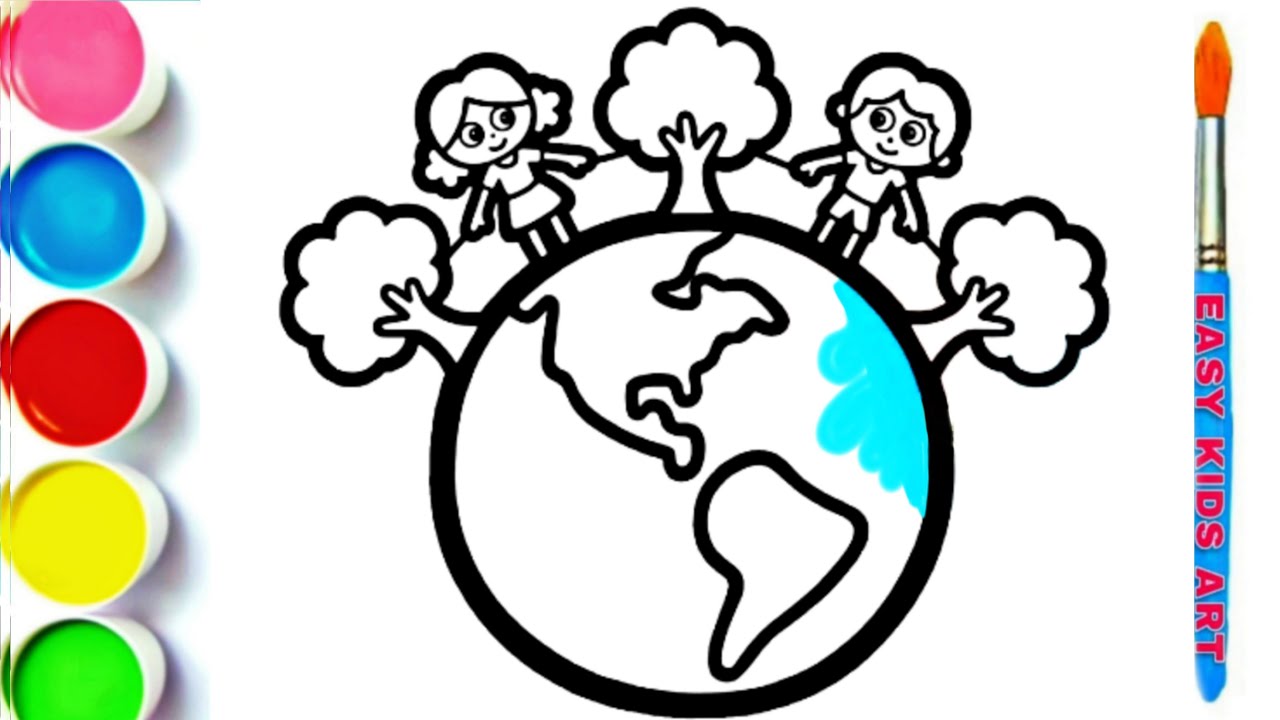 How to Draw Earth 🌎 Day | Earth Day Picture Drawing, Painting, Coloring ...