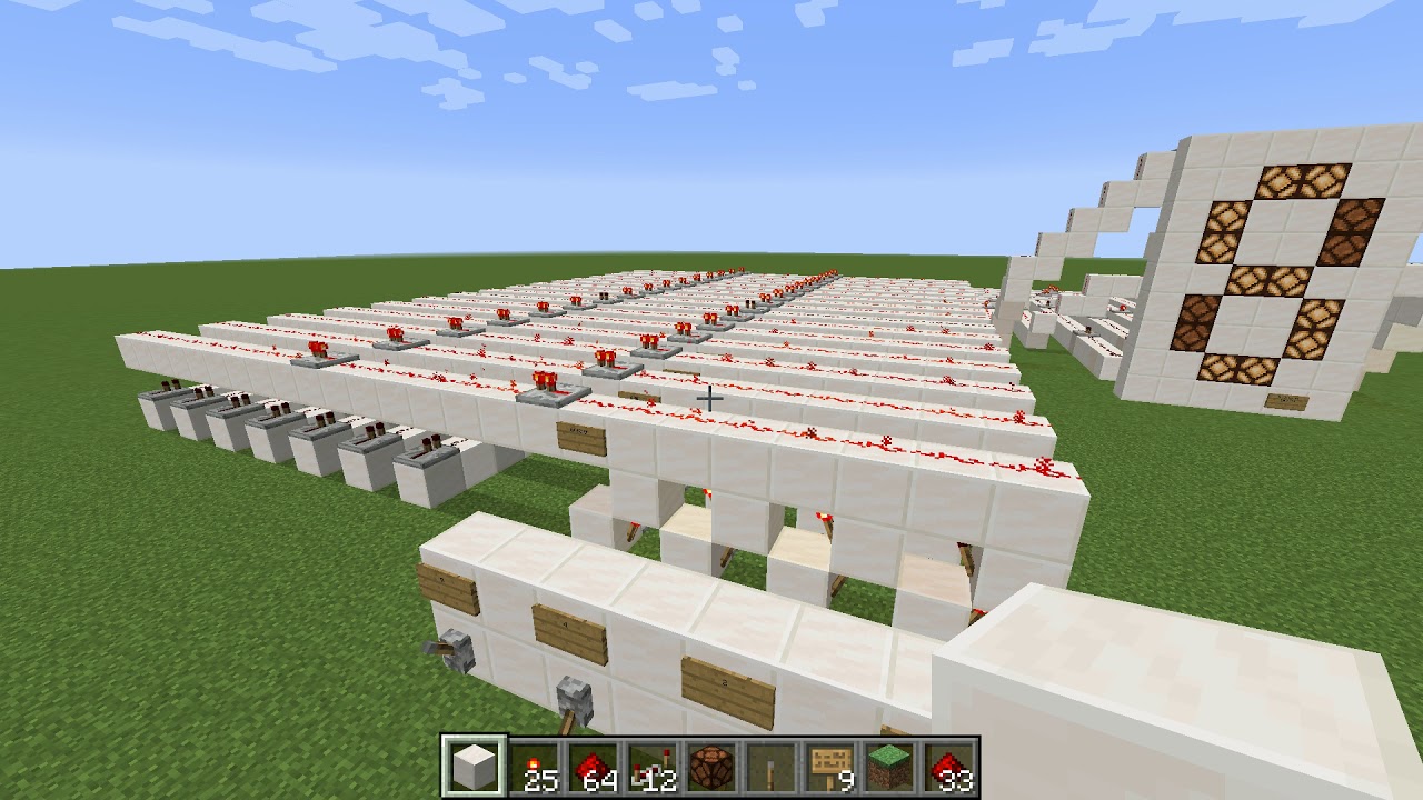 Minecraft 4 Bit Binary Decoder W 7 Segment Display Youtube