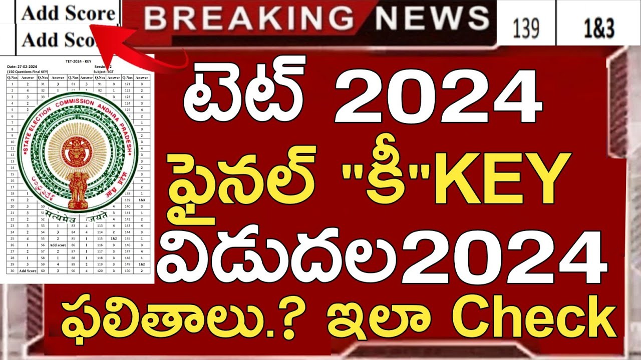 Ap Tet Final Key Released 2024 | Ap Tet Final Results 2024 | Ap Tet ...