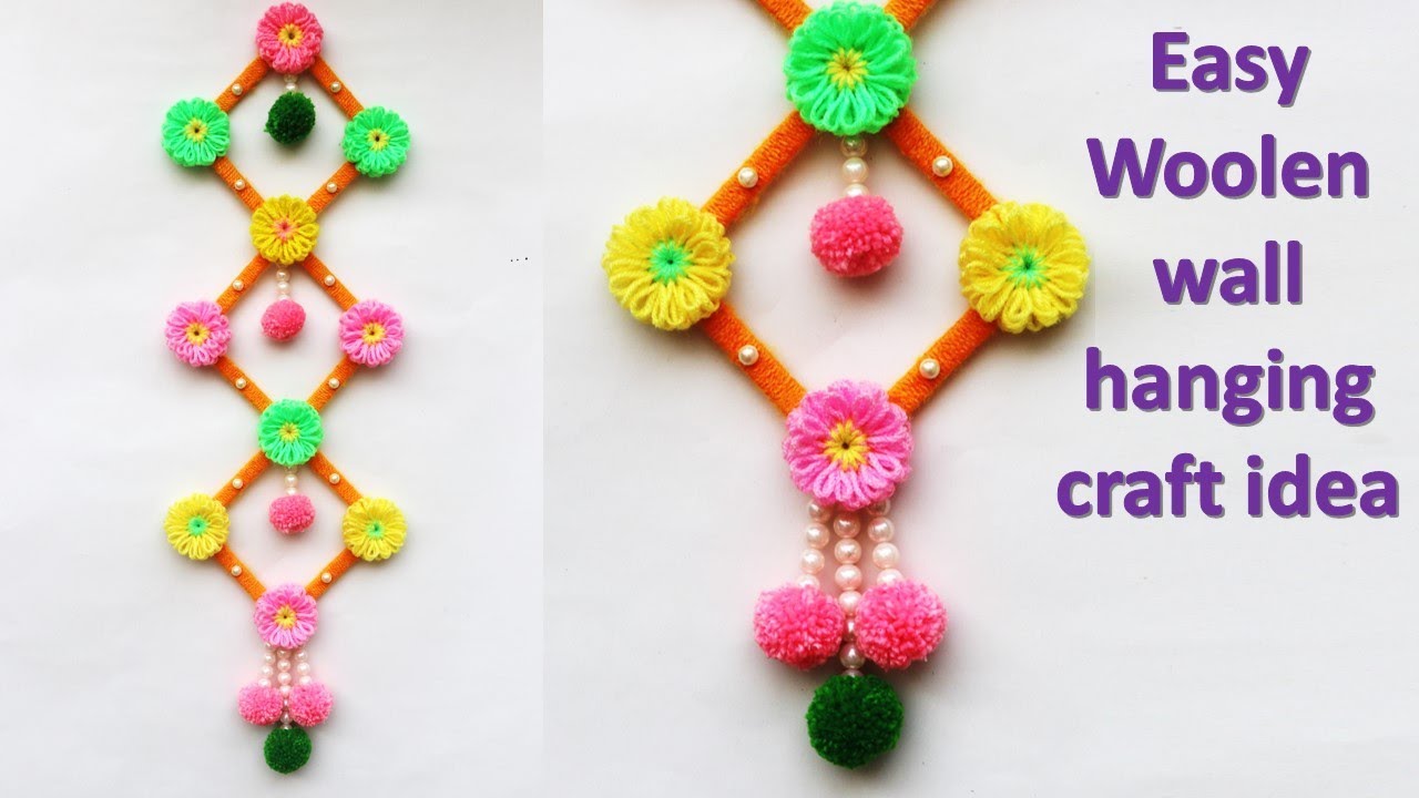 DIY Wall hanging idea out of wool || ice cream stick wall hanging idea ...