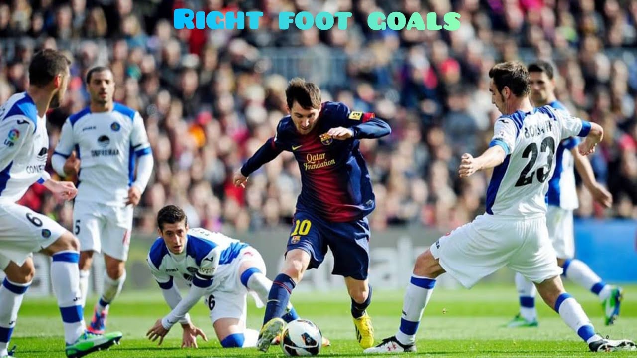 Leo Messi Right foot goals | fc barcelona | messi weak foot goals - YouTube