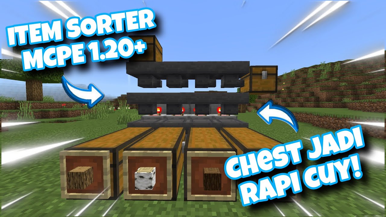 ISI CHEST JADI RAPI BGT CUY!!! Cara Membuat Item Sorter MCPE 1.20+ # ...