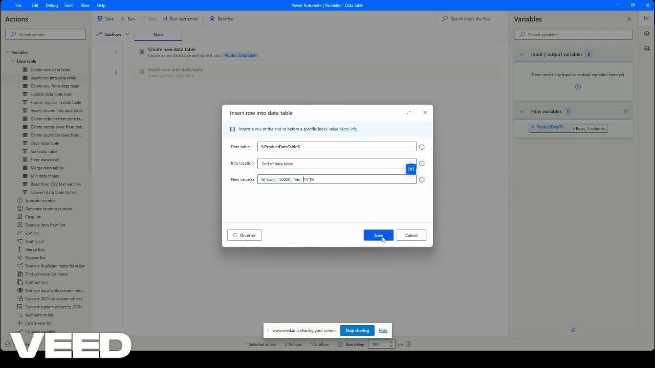 BE0020 Insert row into data table - YouTube