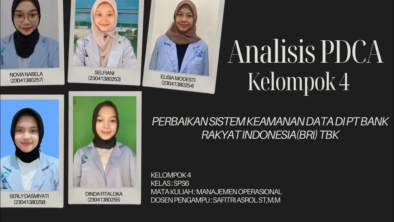 PDCA ( Plan Do Check Action) Bank BRI Tugas Manajemen Operasional Klp.4 SPS6 FEBI UIN RAFA Plg ...