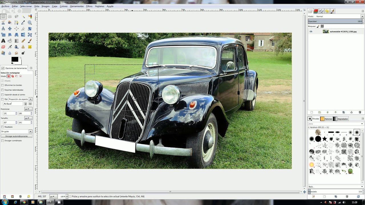 Gimp 2.8 selección rectangular y elíptica - YouTube