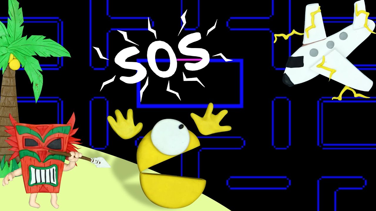 Pacman is lost on a desert island | Pacman Stop Motion Game - YouTube