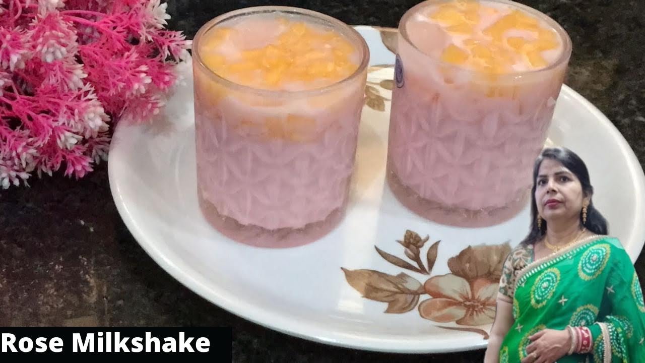 Rose Milkshake recipe | how to make rose milkshake | Sarla’s kitchen ...
