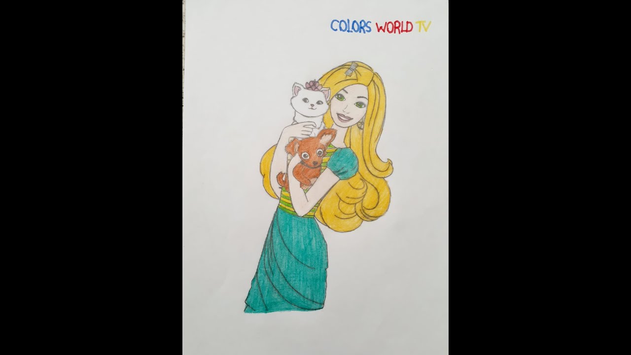 Barbie and cute cat and dog coloring - YouTube