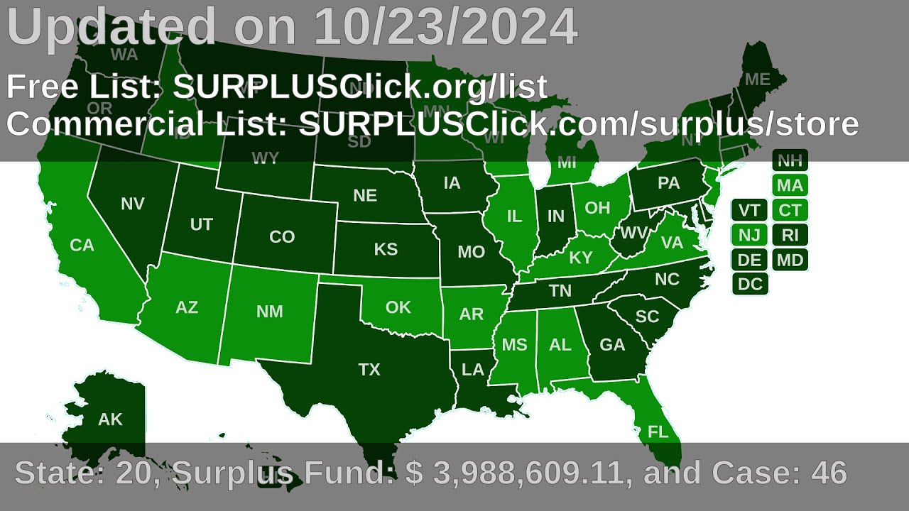 Surplus Funds List: Real-time Updates on 10/23/2024 - Mortgage Overage ...