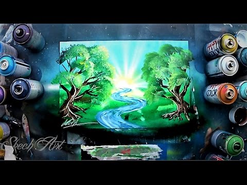 How to make TREES and RIVER - Spray paint tutorial by Skech - YouTube