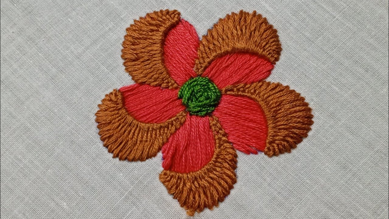 modern flower embroidery//hand embroidery easy flower design - YouTube