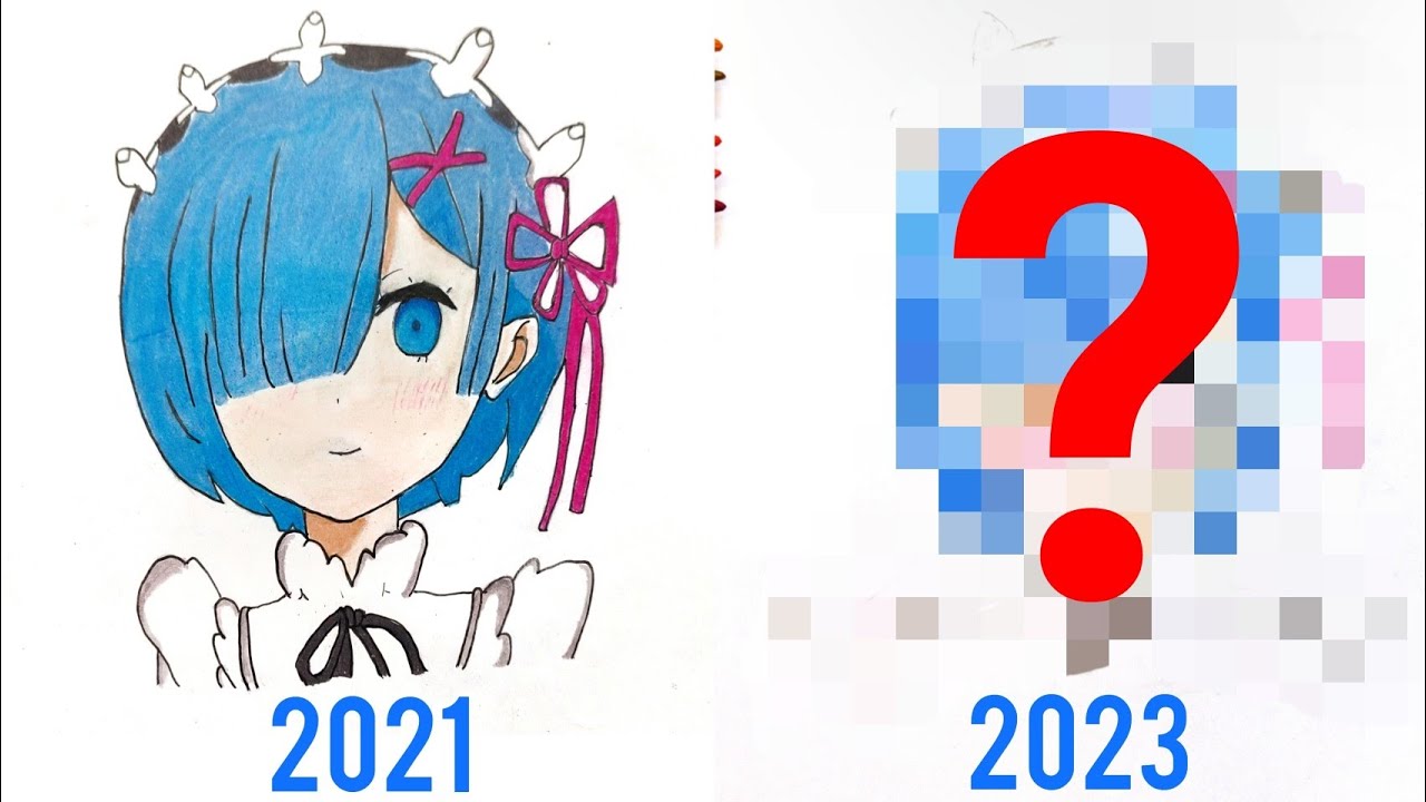 2021 VS 2023 Drawing Rem | Re:Zero/Remasterizo el logo de mi canal ...