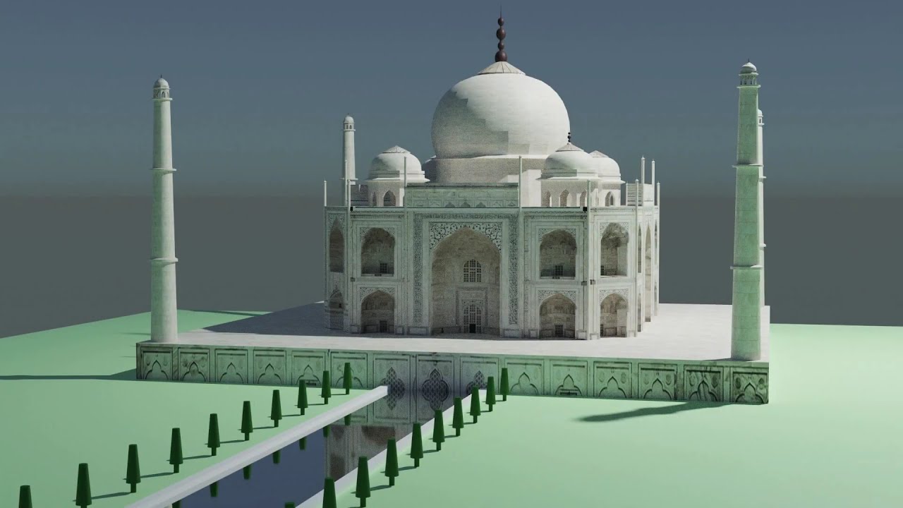 Taj mahal 3d model breakdown - YouTube