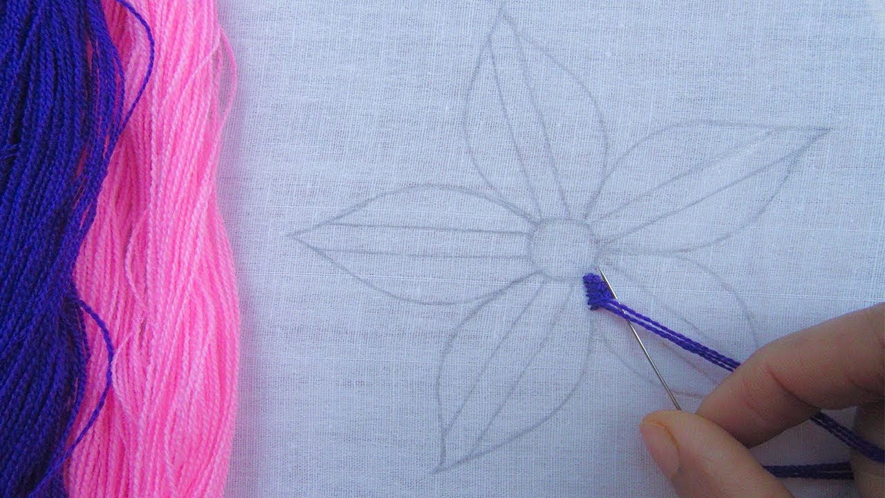 Hand Embroidery Flower Stitch - YouTube
