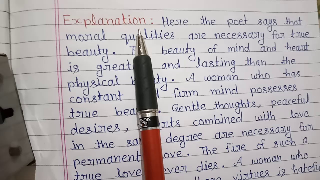 Class 12 English Poetry the true beauty (notes Part- 2) - YouTube