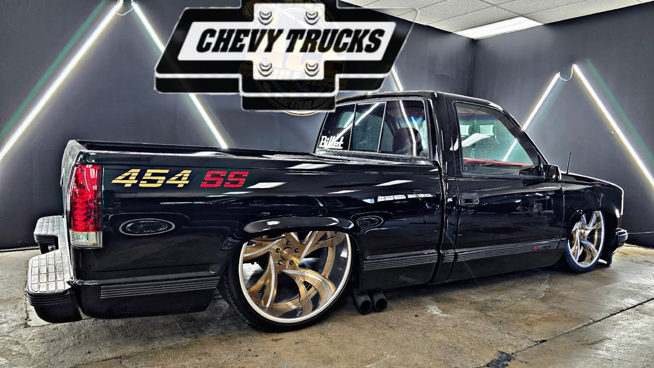 Chevy 454 with air ride on gold us mag wheels - YouTube
