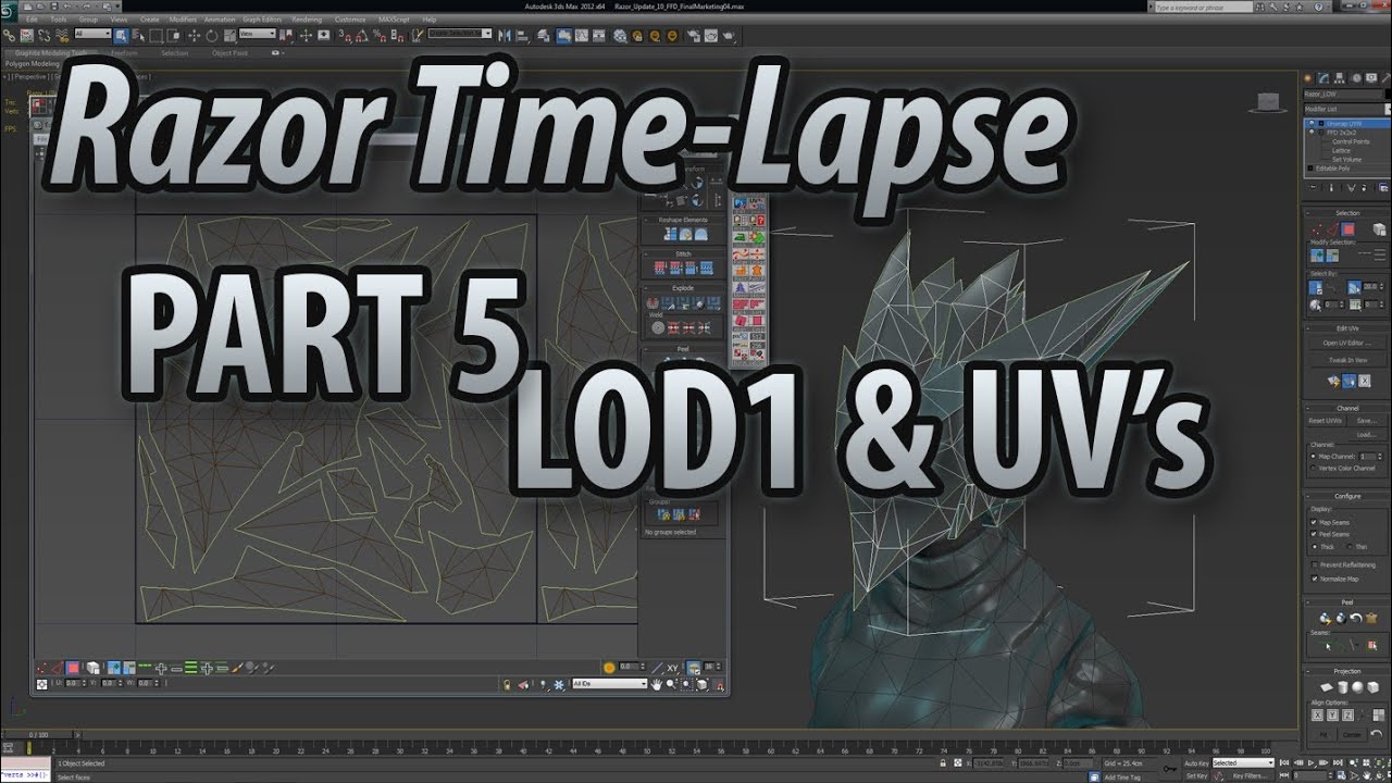 Razor Helm Time-lapse Part 5, Lowpoly & UV's - YouTube