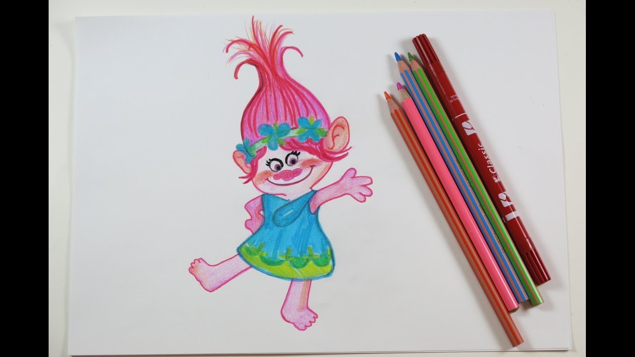 DIY Drawing Poppy Troll. How to Draw Poppy Troll. - YouTube