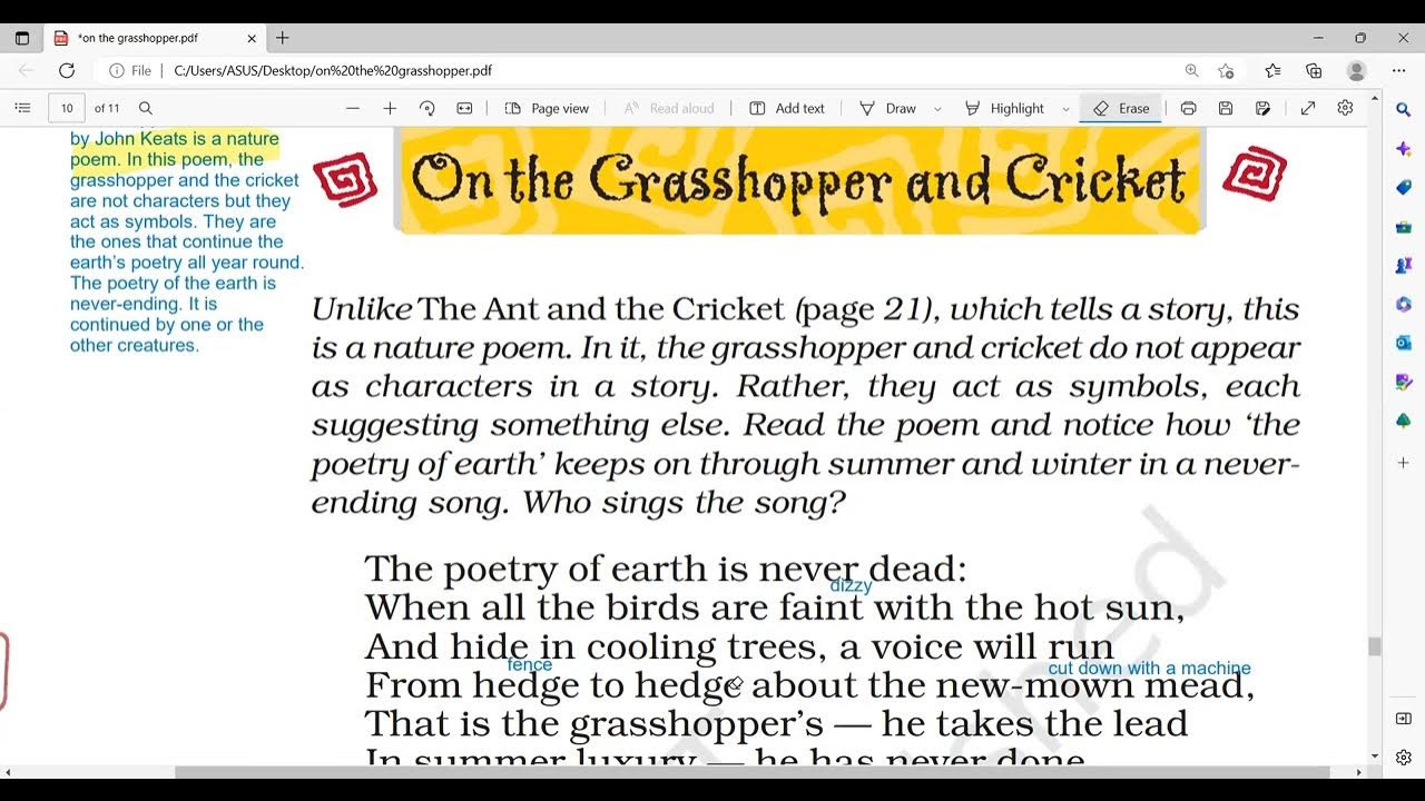 ON THE GRASSHOPPER AND CRICKET/MALAYALAM EXPLANATION/NCERT CLASS 8 ...