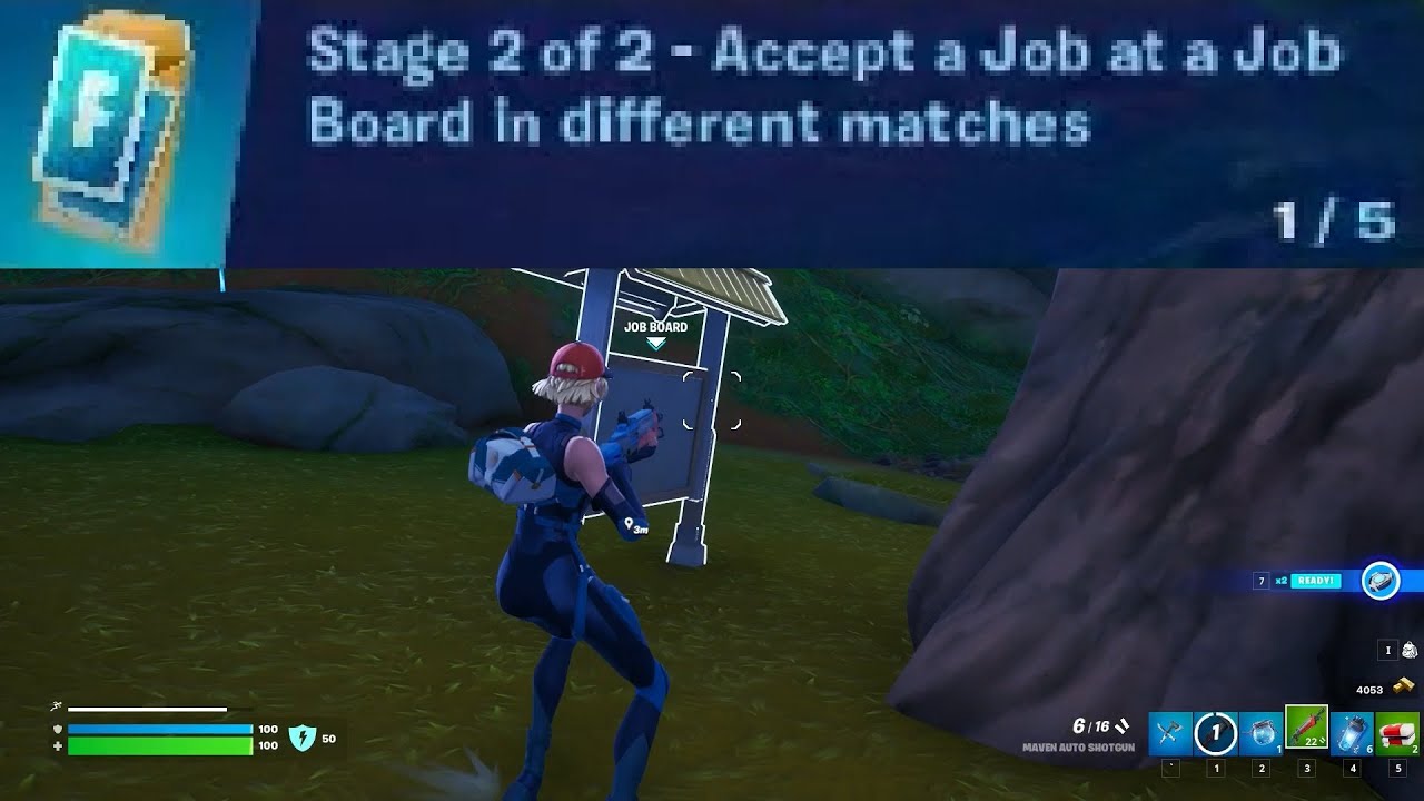 Accept a Job at a Job Board in different matches Fortnite - YouTube