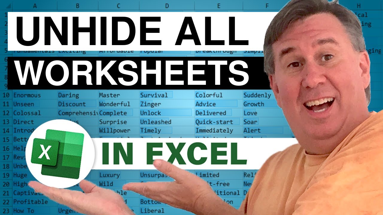 Excel Unhide All Sheets Using 3 Lines Of Vba Code Episode 611 Youtube