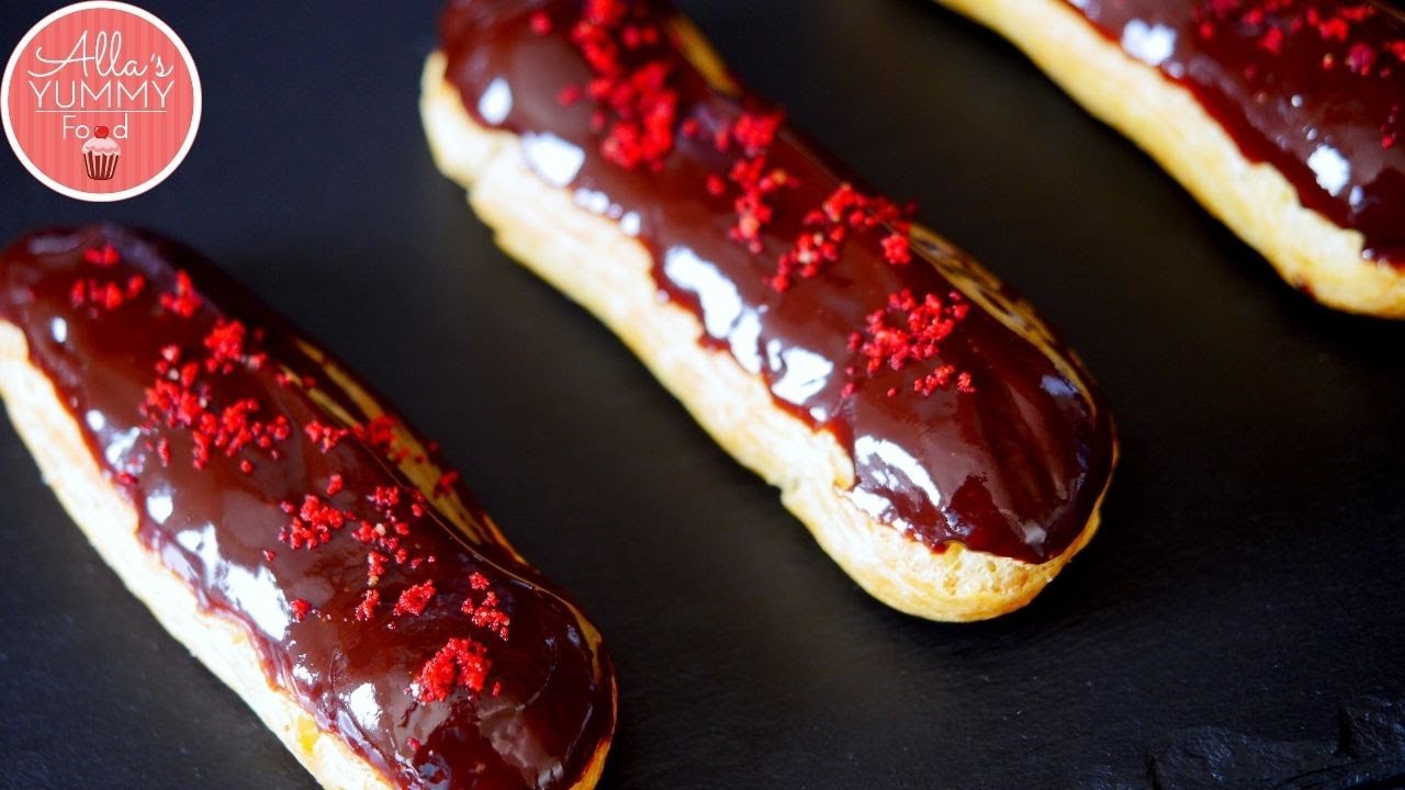 How to make Eclairs with Vanilla Custard & Raspberry | Eclairs with Vanilla Recipe - YouTube