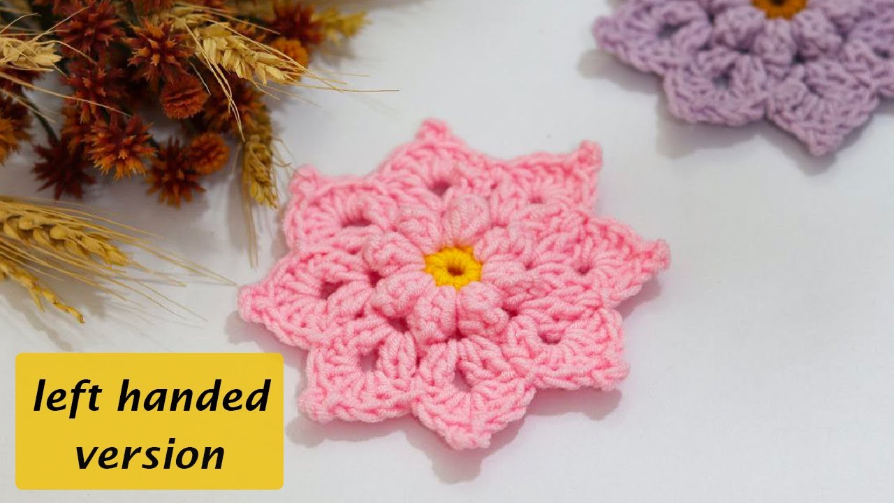 Left-Handed:🌼Easy Crochet Flower Tutorial | Beginner-Friendly Puff ...