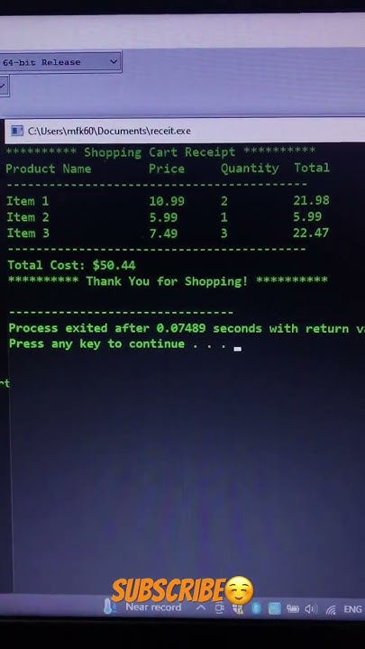 Shopping Receipt Ide Dev C Cppprogramming Youtube