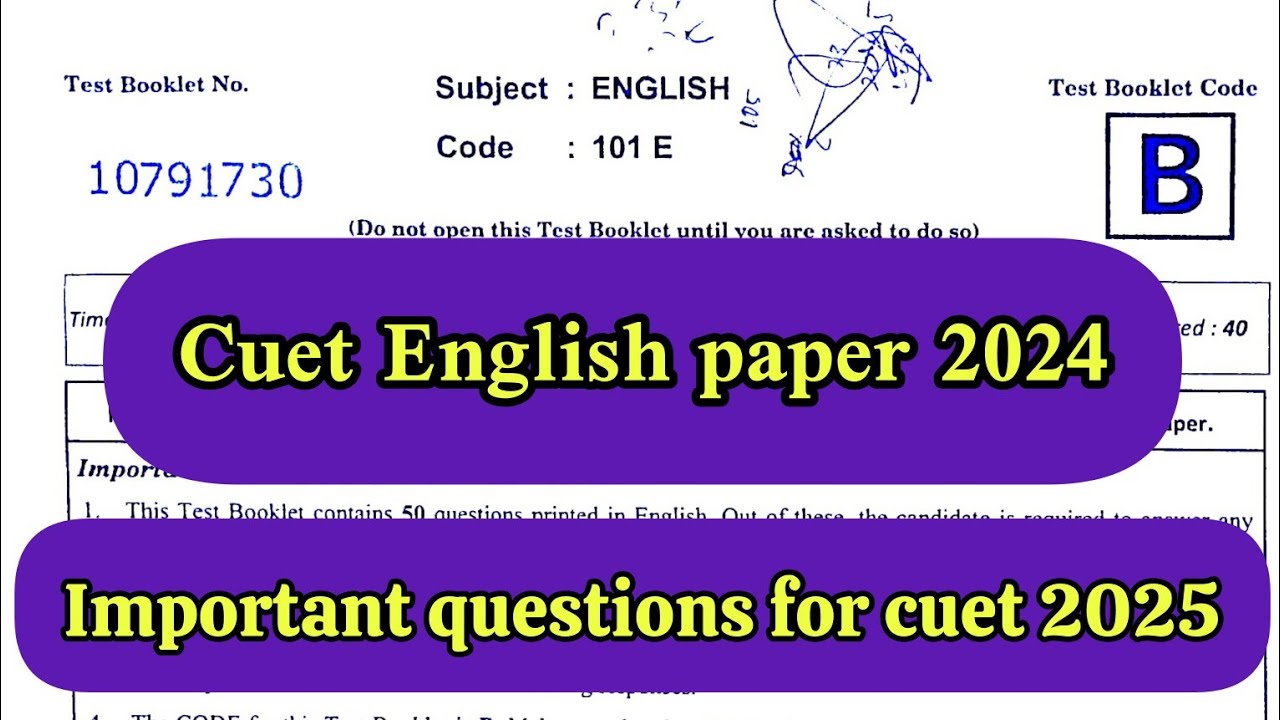 Cuet previous year question paper |English cuet paper |important ...