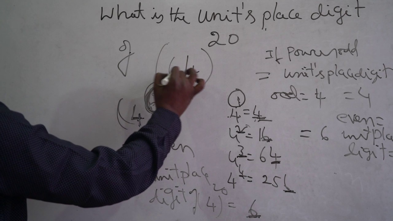 Units place digit of an exponential method(if the unit place digit of ...