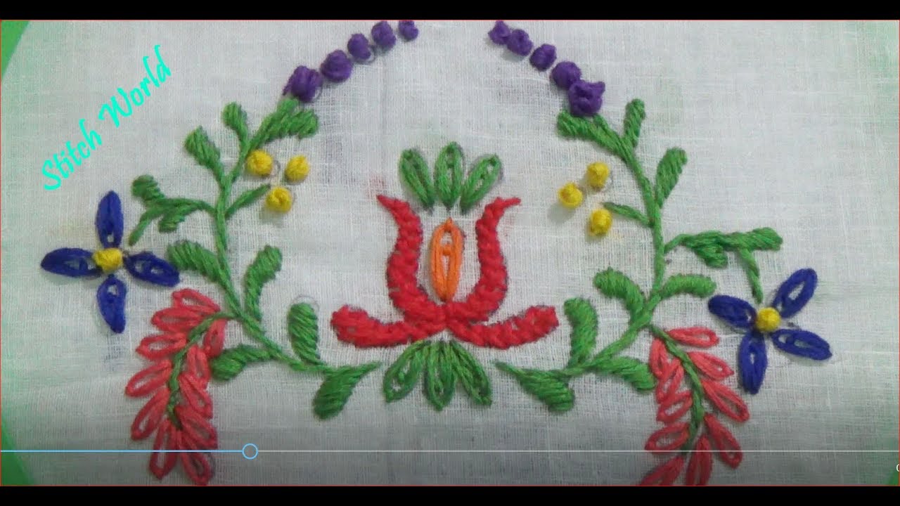 Hand Embroidery : Beautiful Kolka Design : YouTube - YouTube