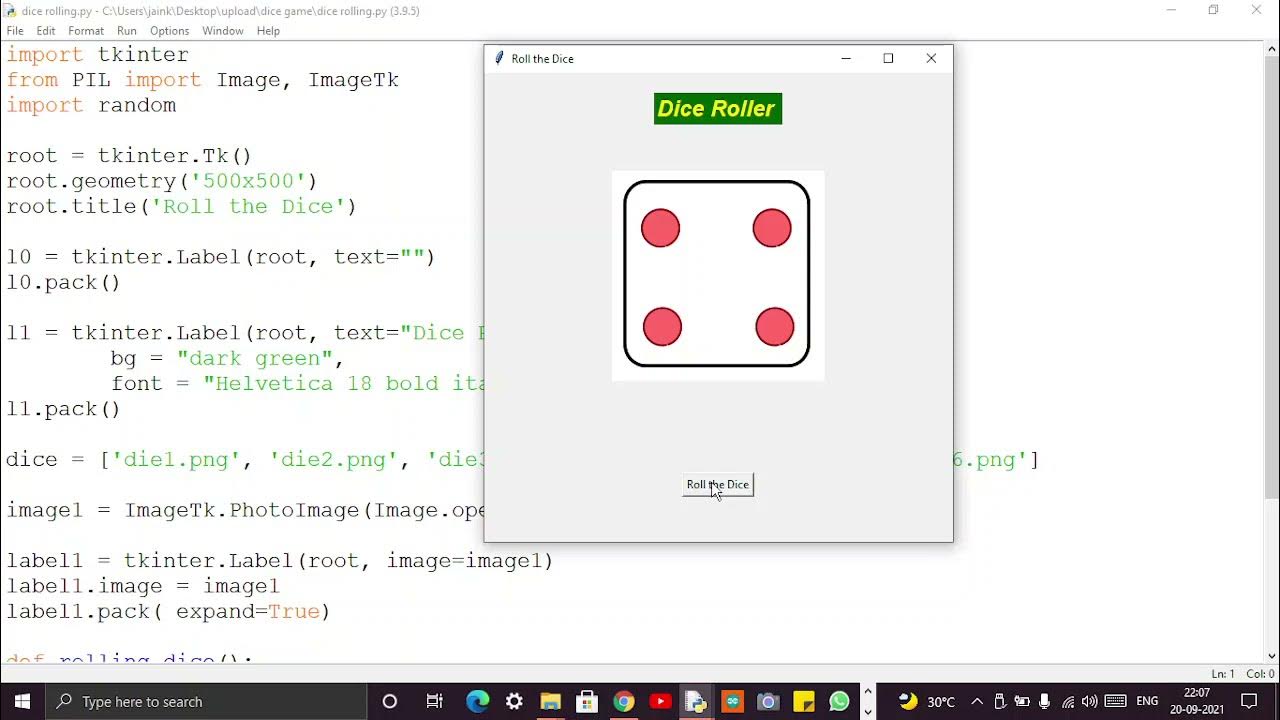 Dice Rolling Game Using Python Youtube