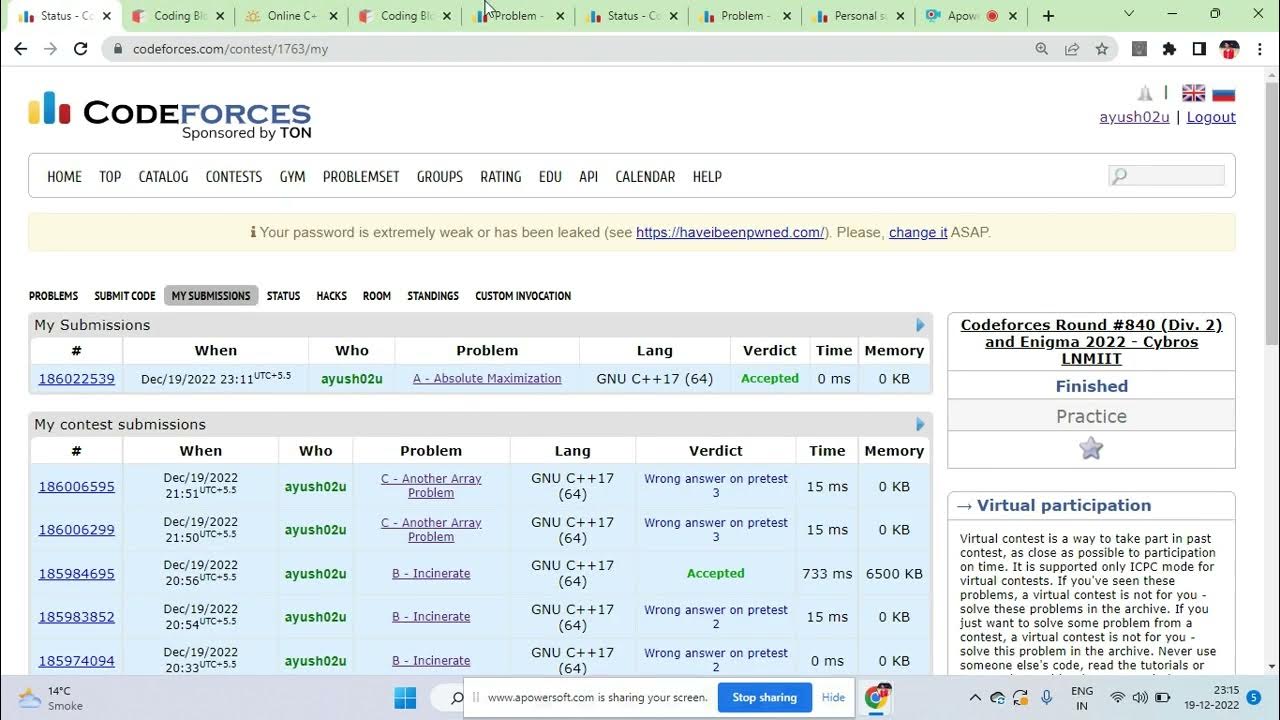 Codeforces Round #840 (Div. 2) and Enigma 2022 - Cybros LNMIIT | problem A & B | DATE : 19/12/22 ...