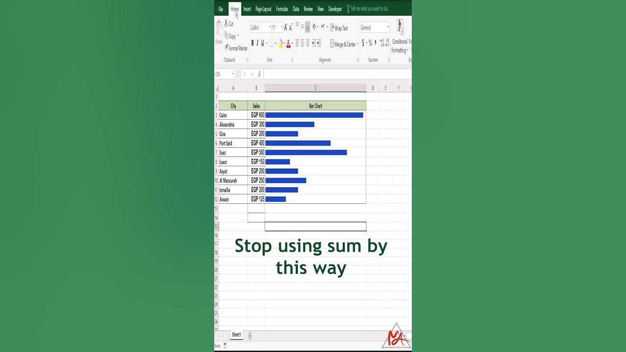 Easy Way To Sum⚠️excellearning Mabdullah Excel Exceltips Exceltricks Exceltutorial