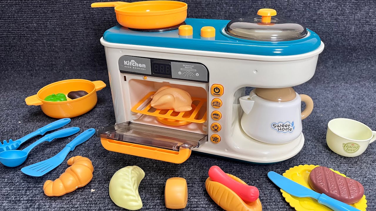 Unpacking experience of blue kitchen toy box game, commenting on toys ...