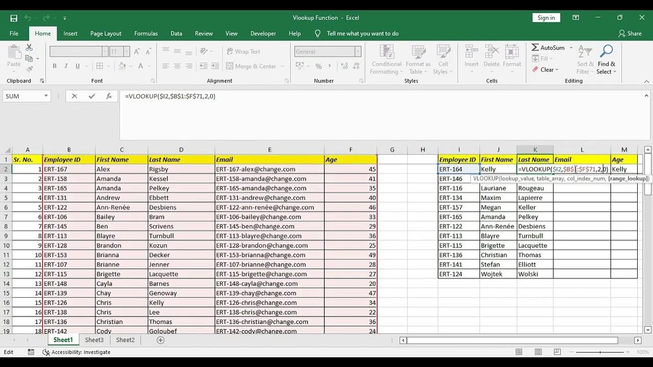 Basic Vlookup Function in Excel - YouTube