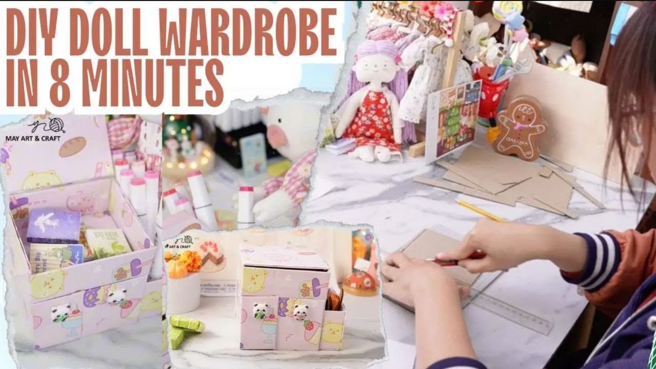 DIY doll wardrobe in 8 minutes | Super easy cardboard recycling project ...