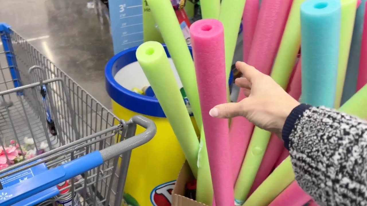 She grabs two Dollar Store pool noodles for this BRILLIANT door idea ...