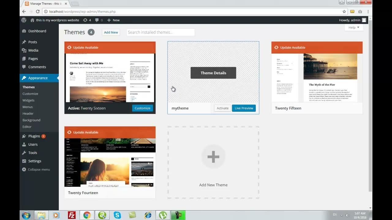 Lecture 1 Create Pages and add thumbnail | wordpress theme development from scratch 2.0 - YouTube