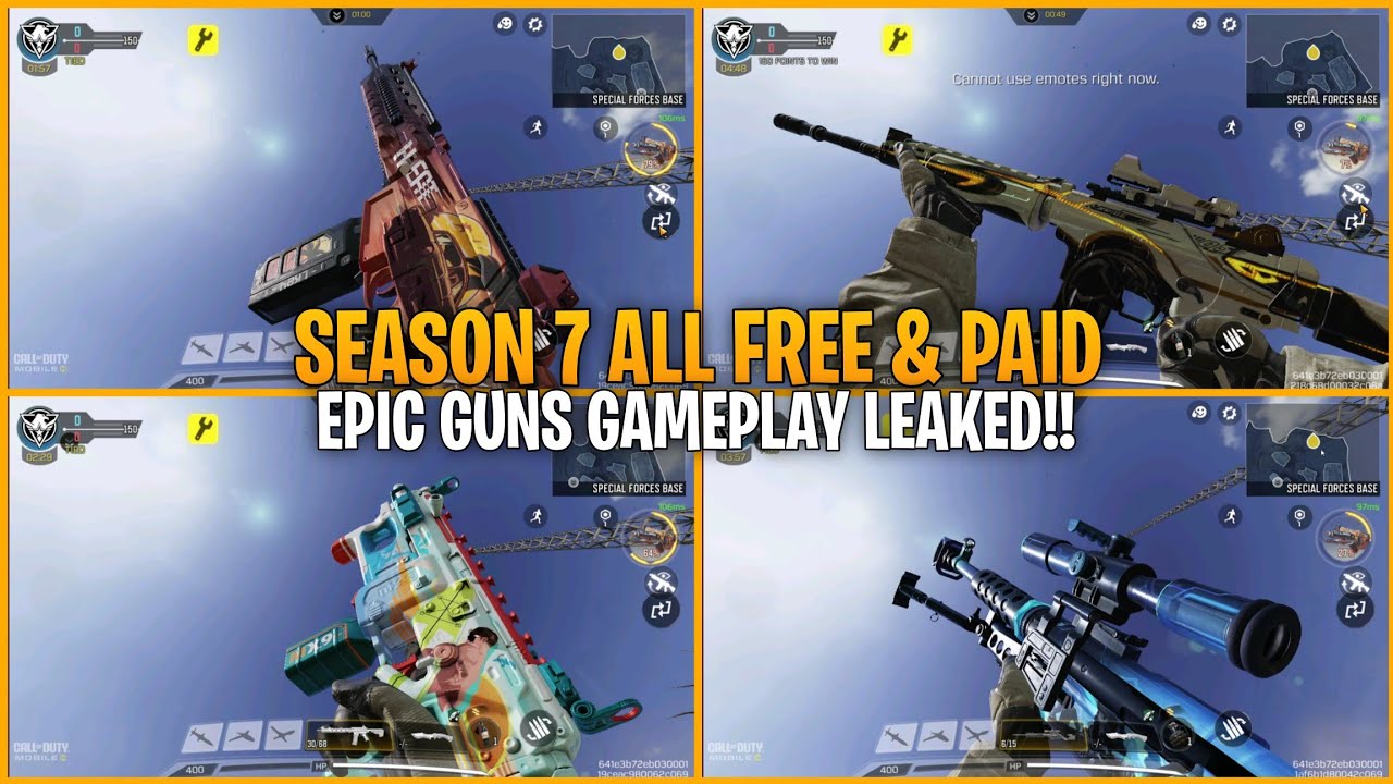 SEASON 7 ALL FREE AND PAID EPIC GUNS GAMEPLAY AND LOBBY VIEW | COD ...
