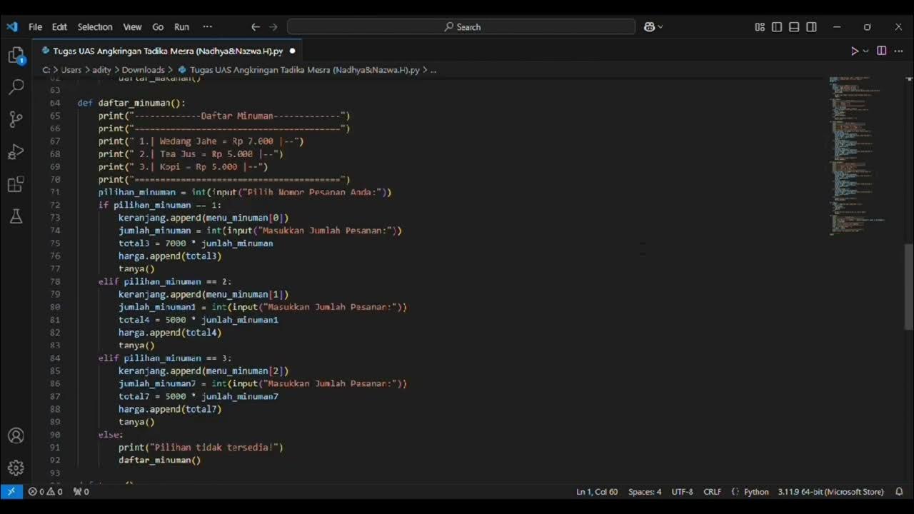 PROJECT UAS - PROGRAM ANGKRINGAN - Tugas Logika Algoritma & Pemograman 1 - YouTube
