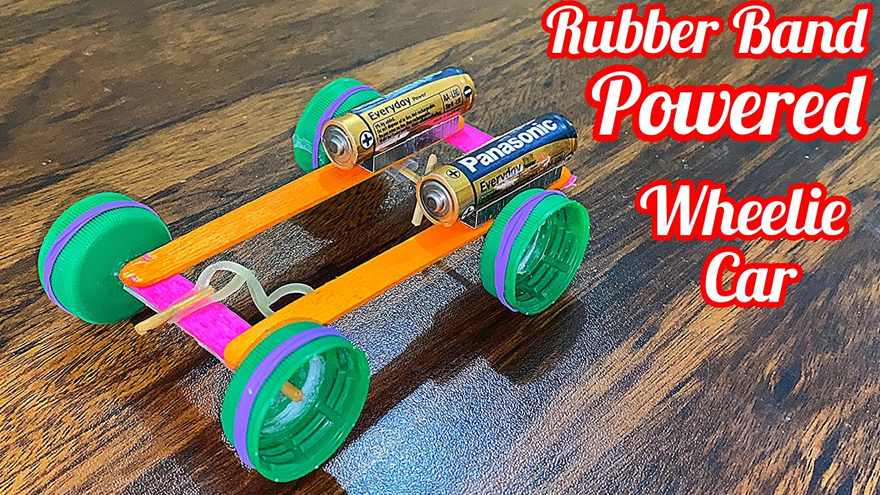 Diy Rubber Band powered Wheelie Car Tutorial - YouTube
