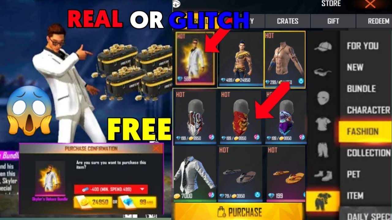 How to get all Store items in gold - Free Fire All Items in Gold ...