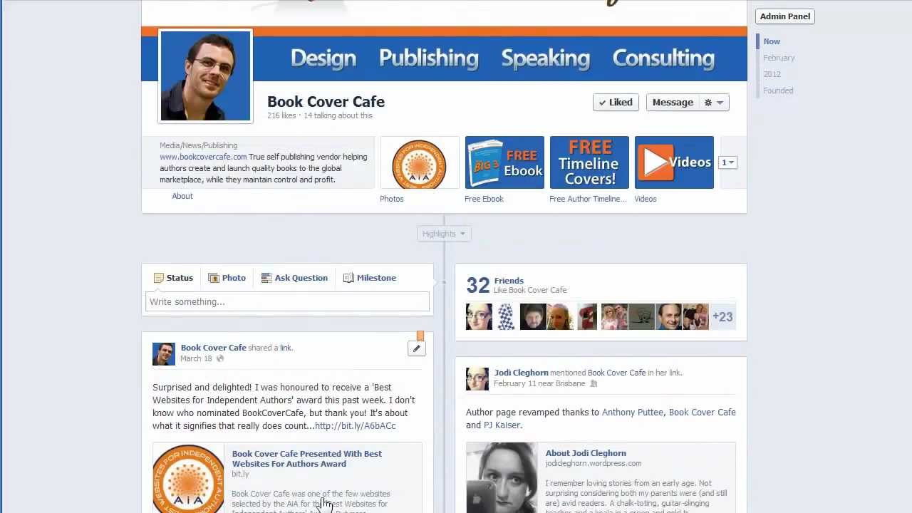 Timeline Facebook Page Layout Tutorial Guide For Authors - YouTube