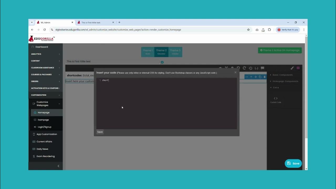 EduGorilla Admin Panel: Live Editor Shortcode Tutorial - YouTube