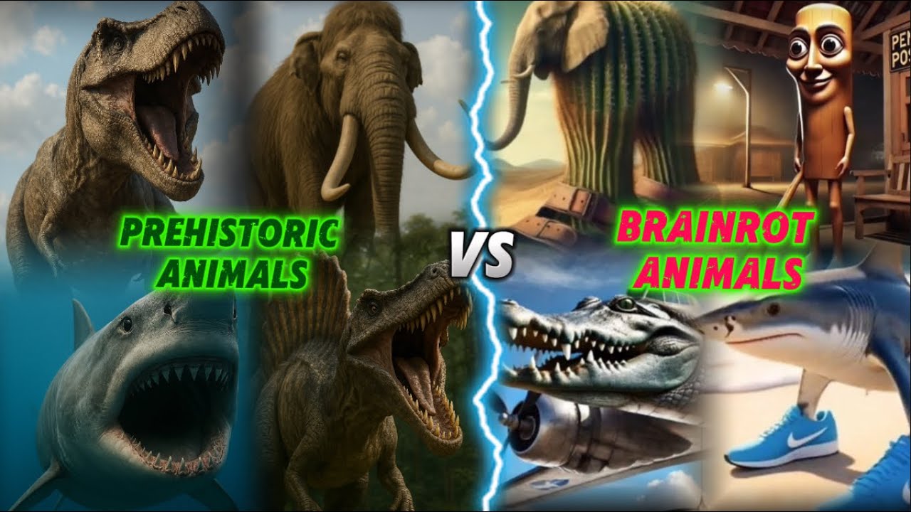 Brain Rot Animals VS Prehistoric creatures - YouTube