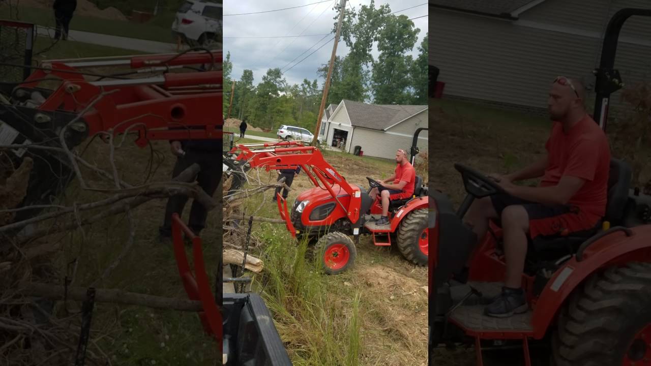 Kioti CK 35 hydrastat with Titan Root Grapple - YouTube