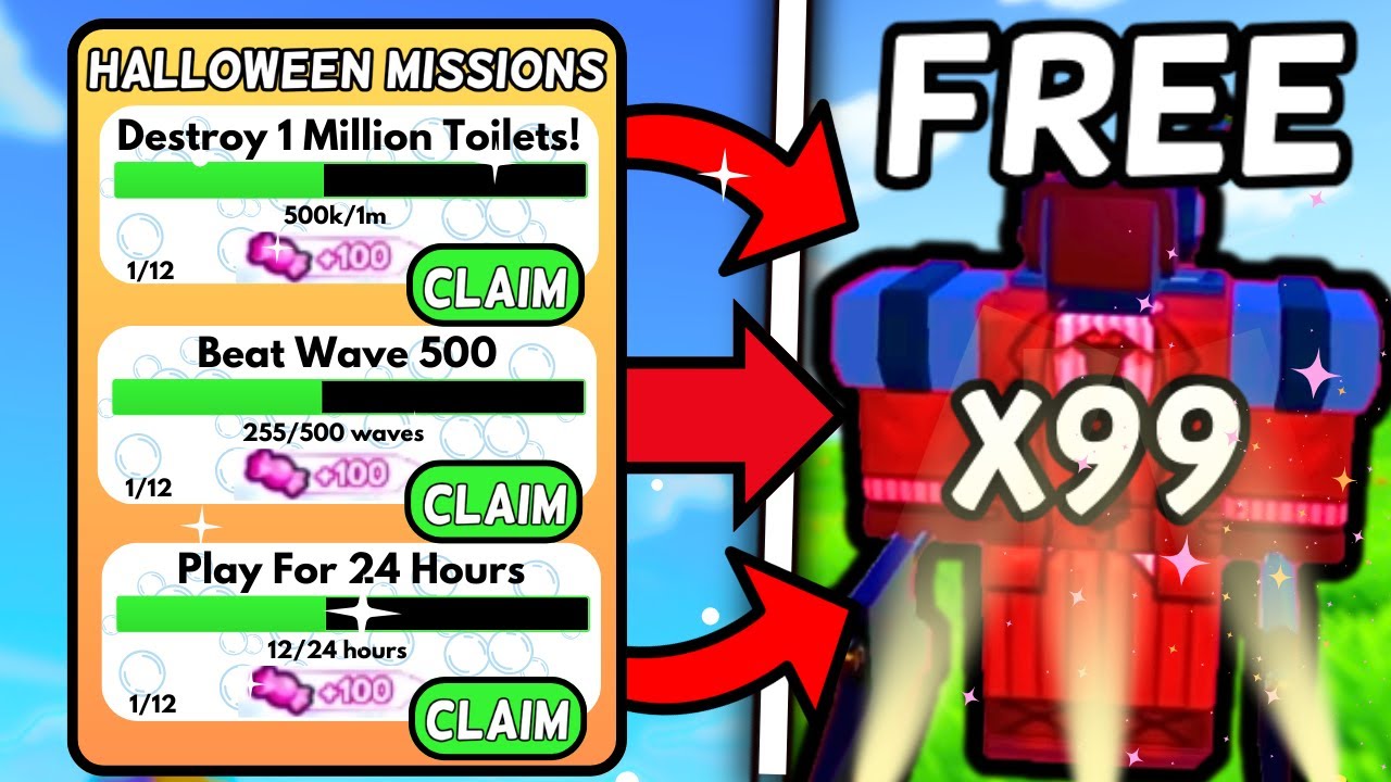 🎁COMPLETE YOUR HALLOWEEN MISSIONS FOR FREE UNITS in Toilet Tower ...