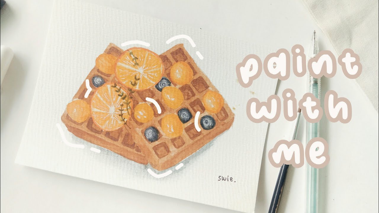 Watercolor Food Illustration Waffle | Paint With Me #53 | Indonesia ...