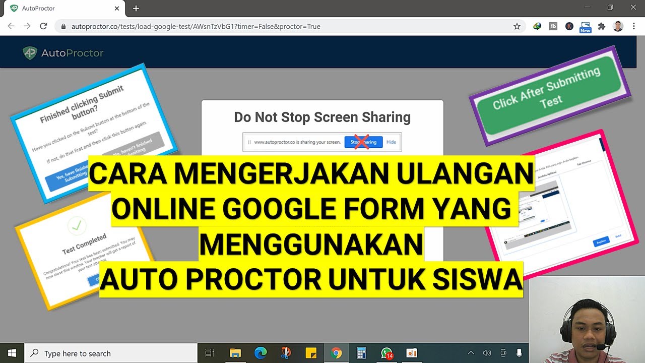 CARA MENGERJAKAN ULANGAN ONLINE GOOGLE FORM YANG MENGGUNAKAN AUTO PROCTOR UNTUK SISWA - YouTube